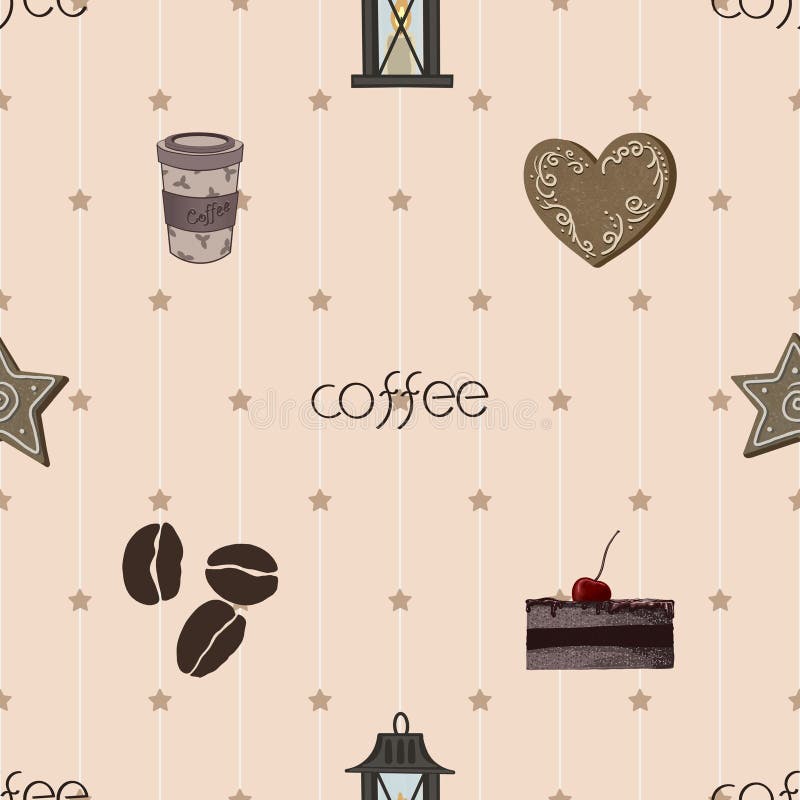 Seamless Repeating Pattern for Coffee Lovers Stock Illustration ...
