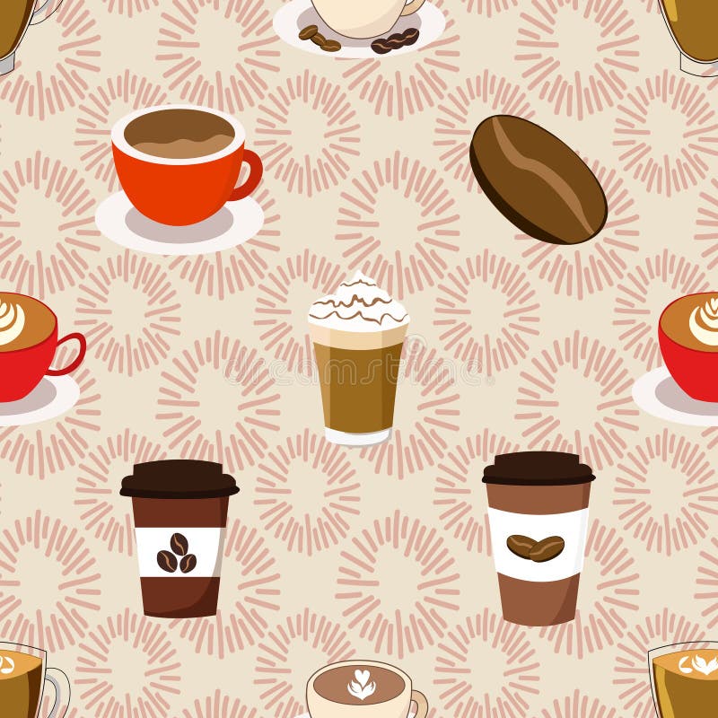 Seamless Repeating Pattern for Coffee Lovers Stock Illustration ...