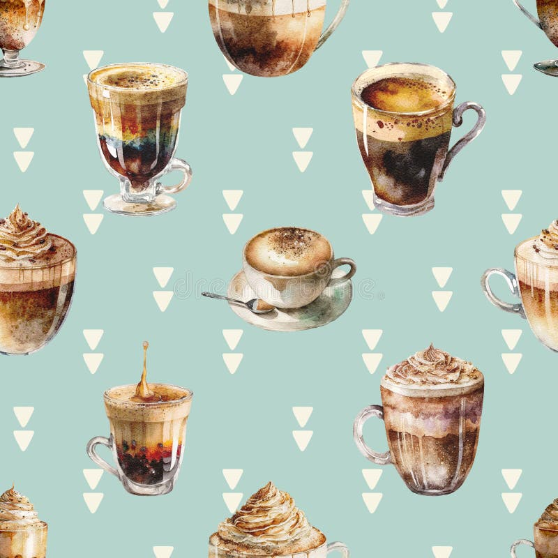Seamless Repeating Pattern for Coffee Lovers Stock Image - Image of ...