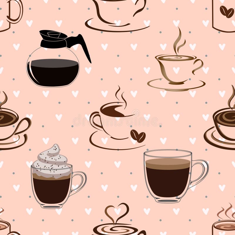 Seamless Repeating Pattern for Coffee Lovers Stock Illustration ...