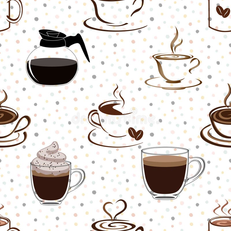 Seamless Repeating Pattern for Coffee Lovers Stock Image - Image of ...
