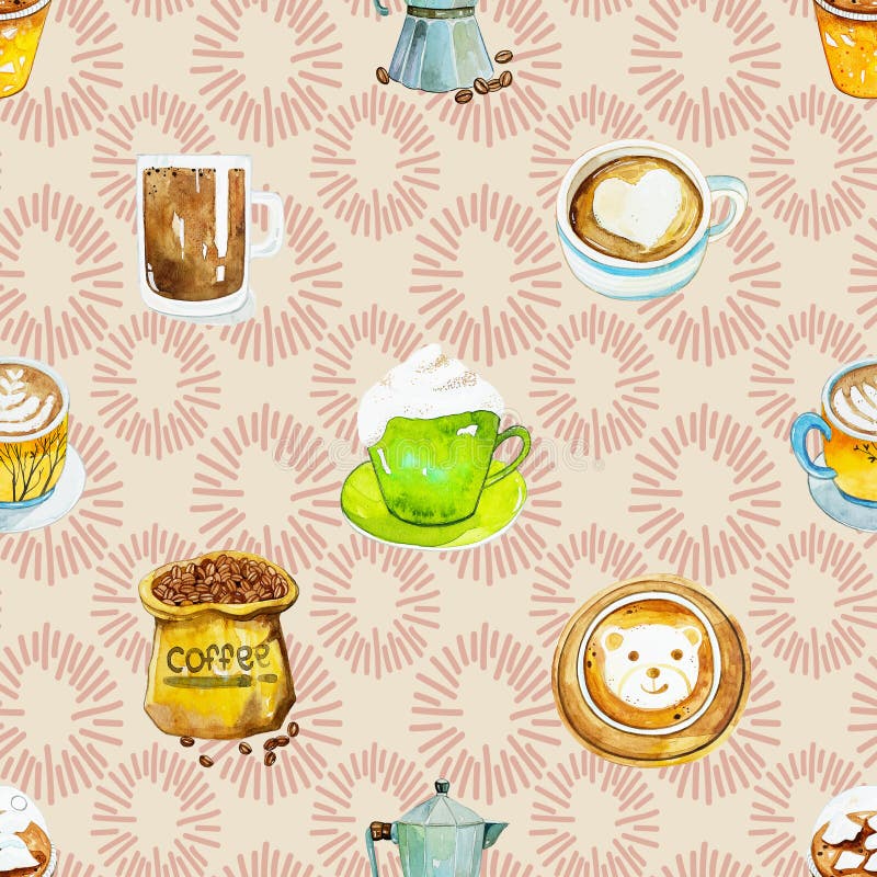 Seamless Repeating Pattern for Coffee Lovers Stock Illustration ...
