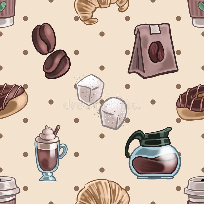 Seamless Repeating Pattern for Coffee Lovers Stock Illustration ...