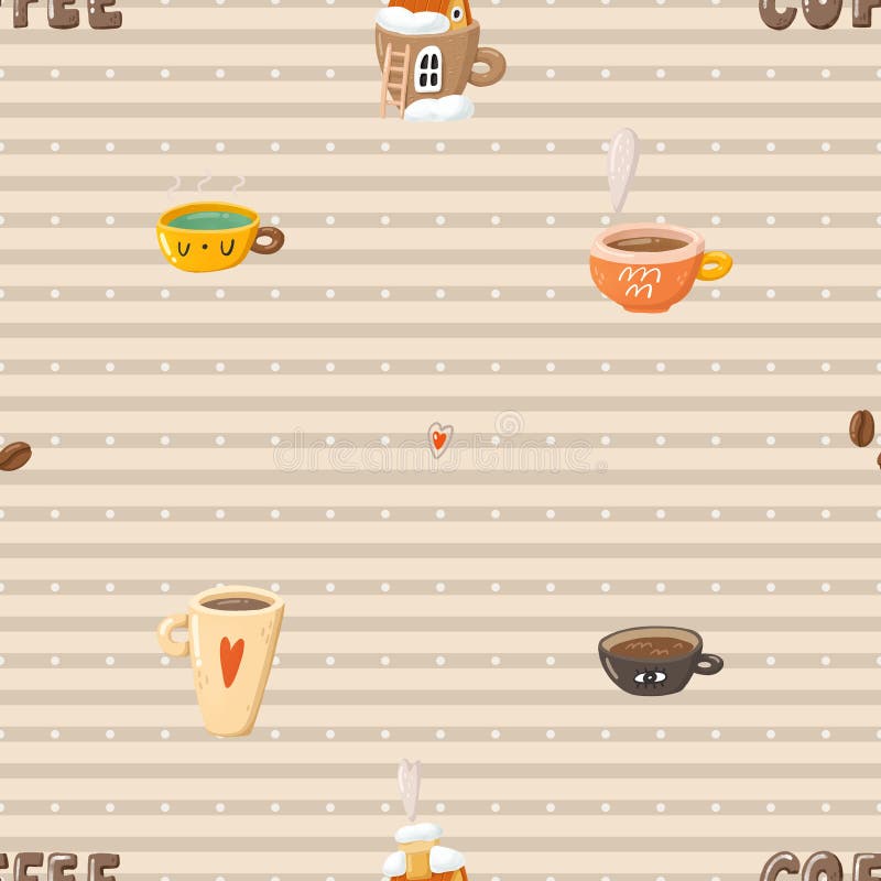 Seamless Repeating Pattern for Coffee Lovers Stock Illustration ...