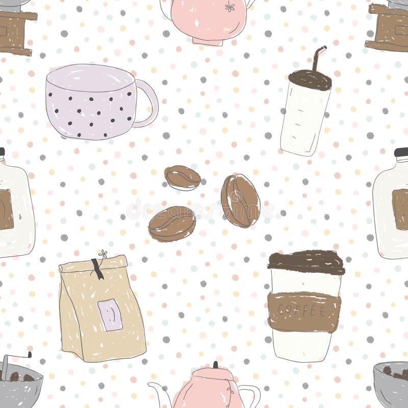 Seamless Repeating Pattern for Coffee Lovers Stock Illustration ...