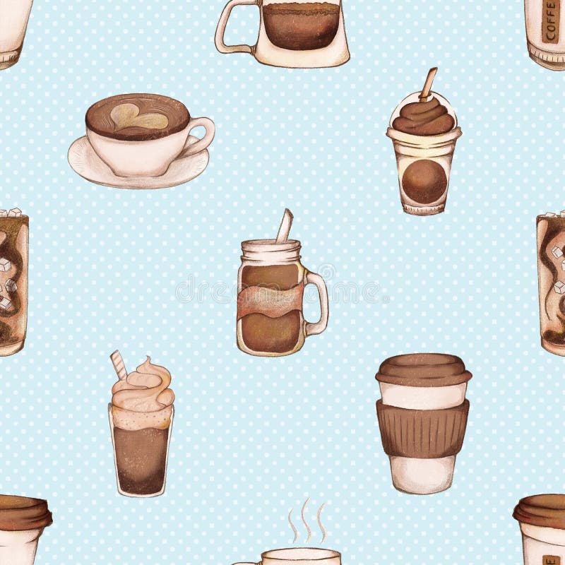 Seamless Repeating Pattern for Coffee Lovers Stock Illustration ...