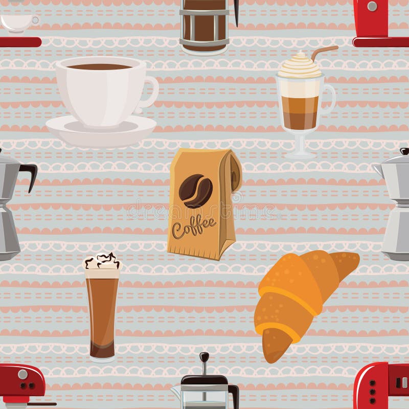 Seamless Repeating Pattern for Coffee Lovers Stock Illustration ...