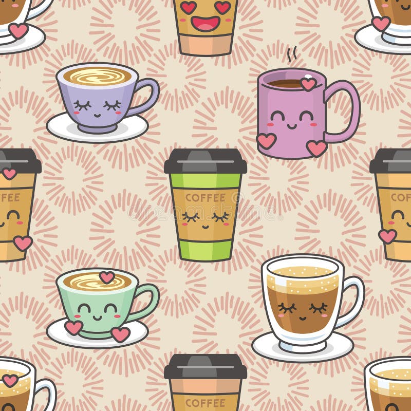 Seamless Repeating Pattern for Coffee Lovers Stock Illustration ...