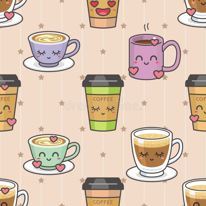 Seamless Repeating Pattern for Coffee Lovers Stock Illustration ...