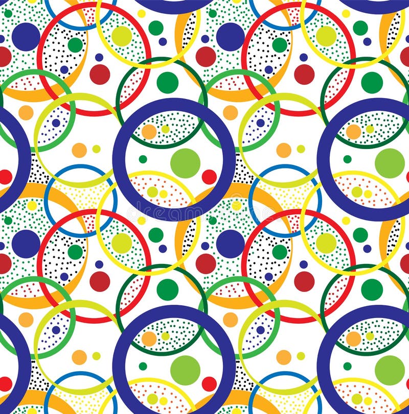 Seamless Repeating Pattern of Colored Circles and Dots Stock Vector ...