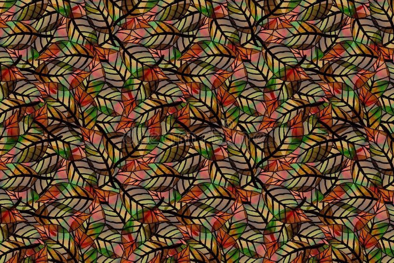A Seamless, Repeating Pattern of Colored Leaves Stock Illustration ...