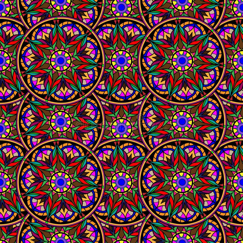 Seamless Repeating Pattern of Colored Mandalas Stock Vector ...