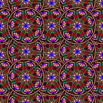 Seamless Repeating Pattern of Colored Mandalas Stock Vector ...