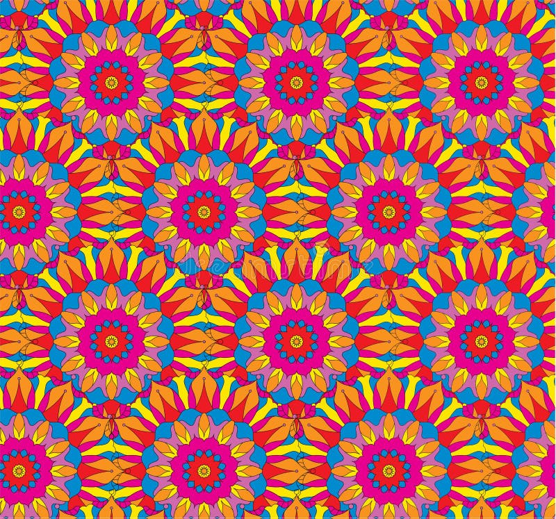 Seamless Repeating Pattern of Colored Mandalas Stock Vector ...