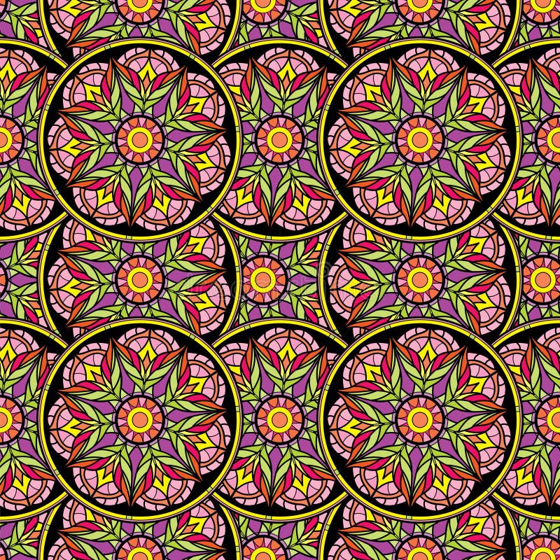 Seamless Repeating Pattern of Colored Mandalas Stock Vector ...