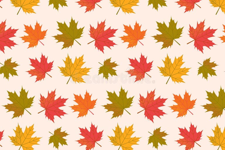 Seamless Repeating Pattern of Colorful Autumn Maple Leaves. Vector ...