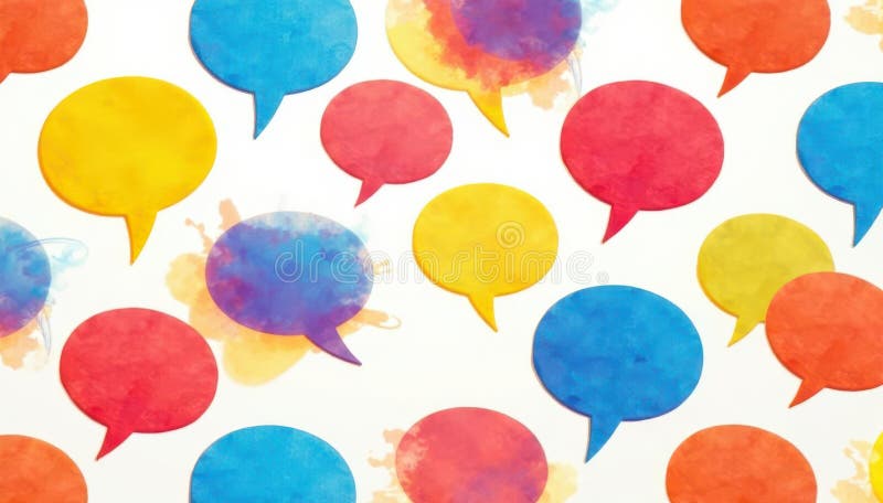 Seamless Repeating Pattern of Colorful Speech Bubbles on White ...