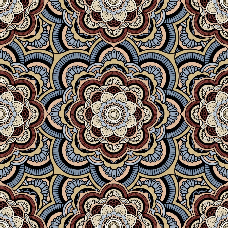 Seamless Repeating Pattern Consisting of Colored Mandala Stock Vector ...