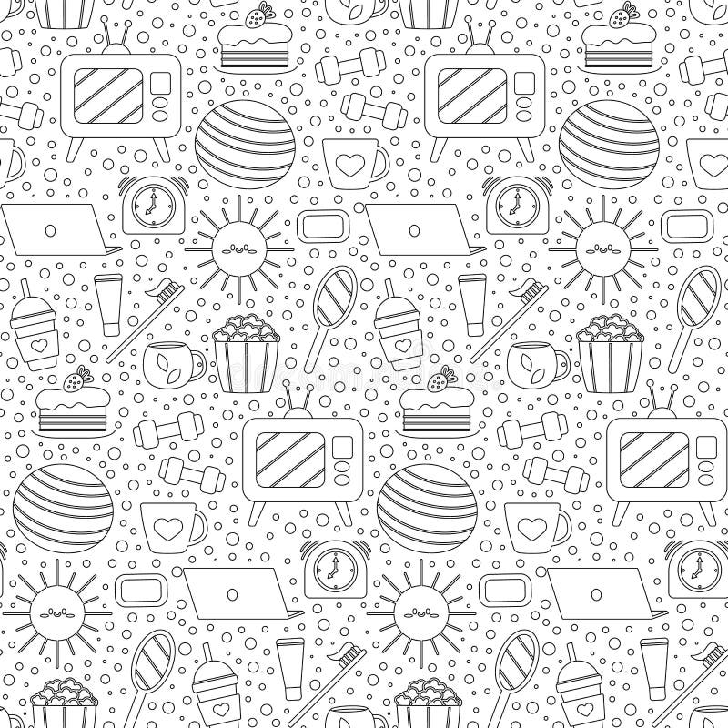 Seamless Repeating Pattern with Cozy Household Items. Morning and ...