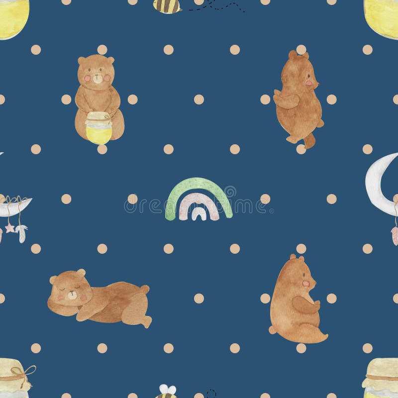 Seamless Repeating Pattern with Cute Bears Stock Illustration ...
