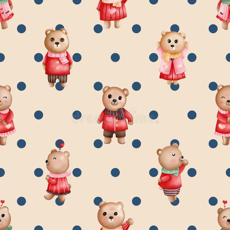 Seamless Repeating Pattern with Cute Bears Stock Illustration ...