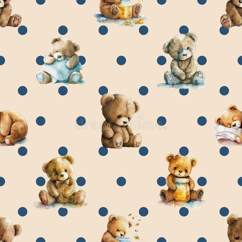 Seamless Repeating Pattern with Cute Bears Stock Illustration ...