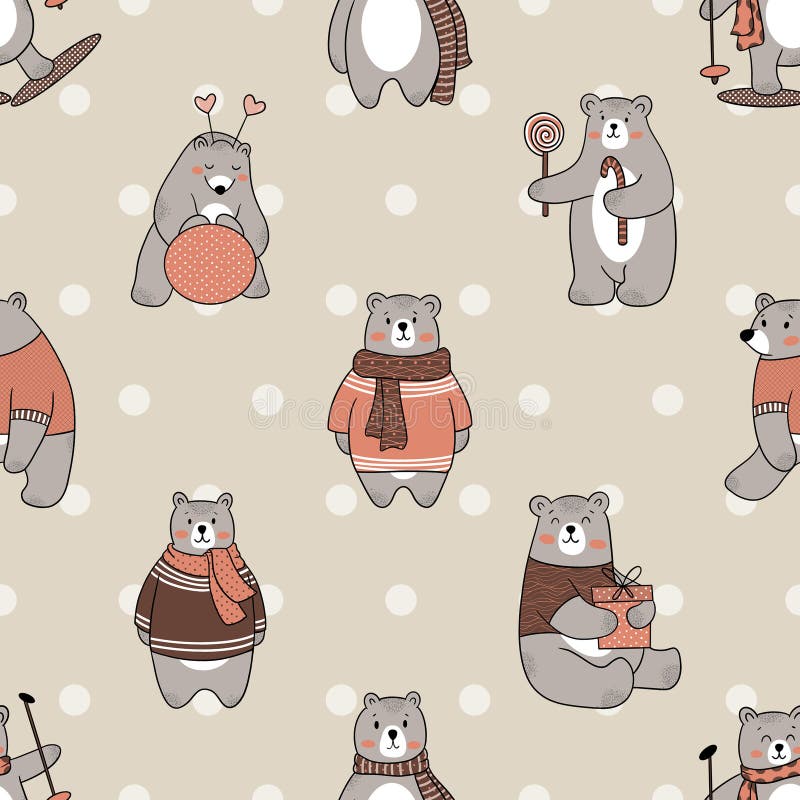 Seamless Repeating Pattern with Cute Bears Stock Illustration ...