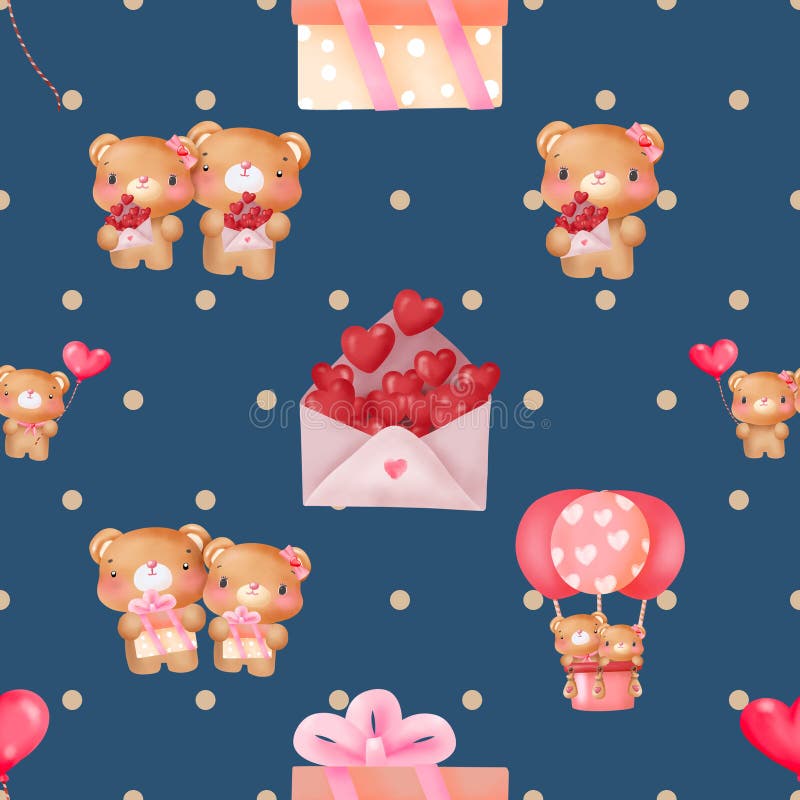 Seamless Repeating Pattern with Cute Bears Stock Illustration ...