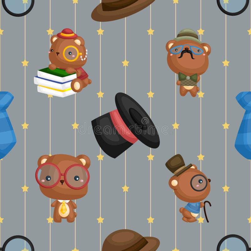 Seamless Repeating Pattern with Cute Bears Stock Illustration ...