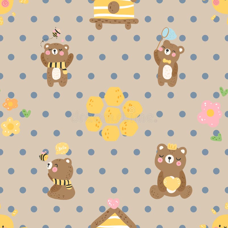 Seamless Repeating Pattern with Cute Bears Stock Illustration ...
