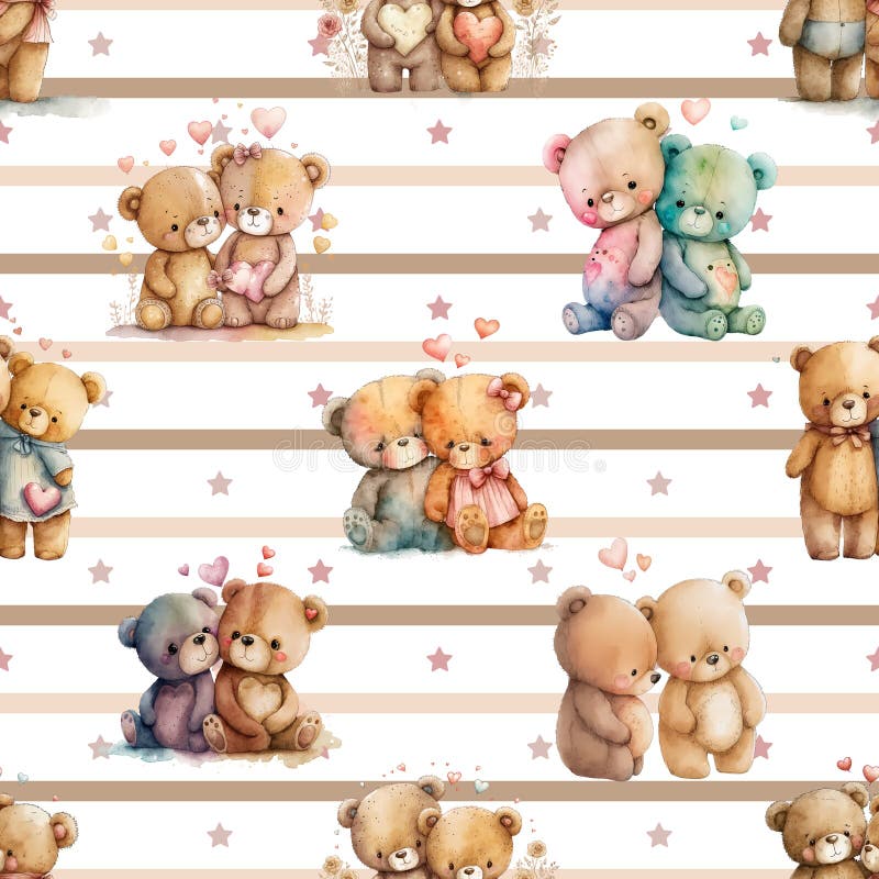 Seamless Repeating Pattern with Cute Bears Stock Illustration ...