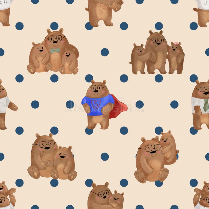 Seamless Repeating Pattern with Cute Bears Stock Illustration ...