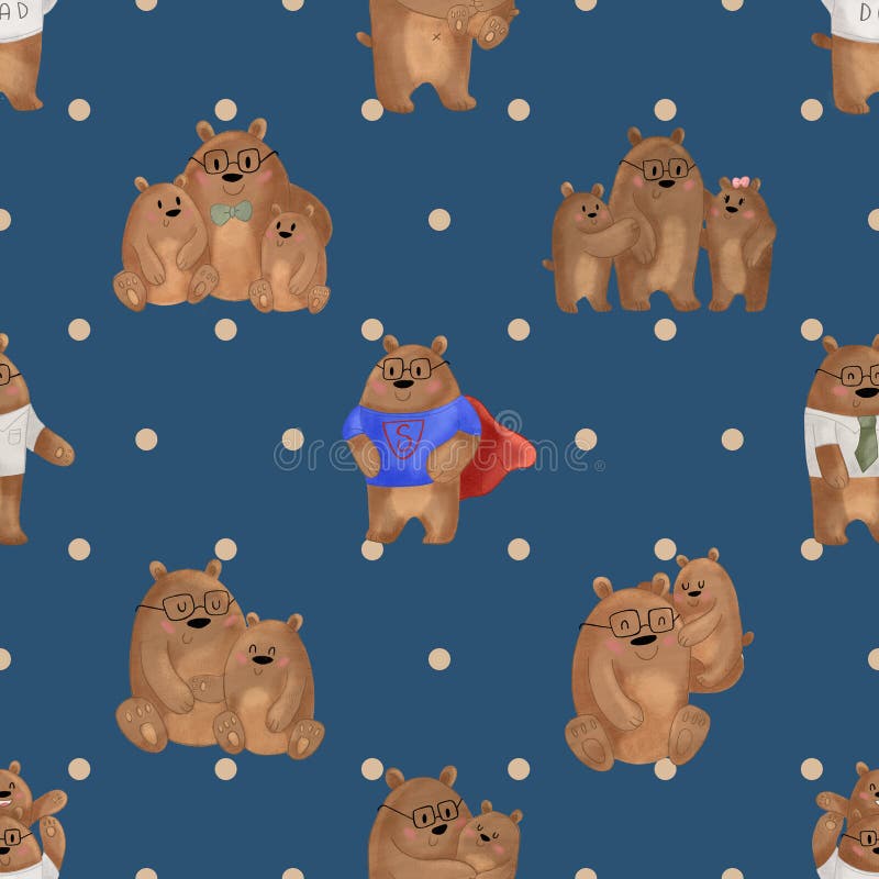 Seamless Repeating Pattern with Cute Bears Stock Illustration ...