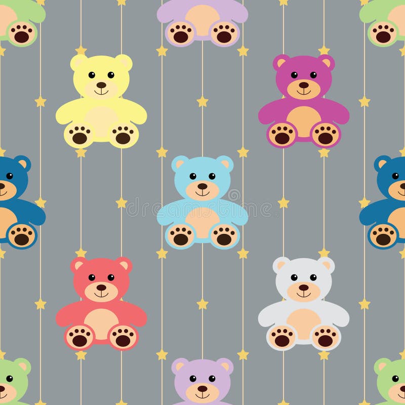 Seamless Repeating Pattern with Cute Bears Stock Illustration ...