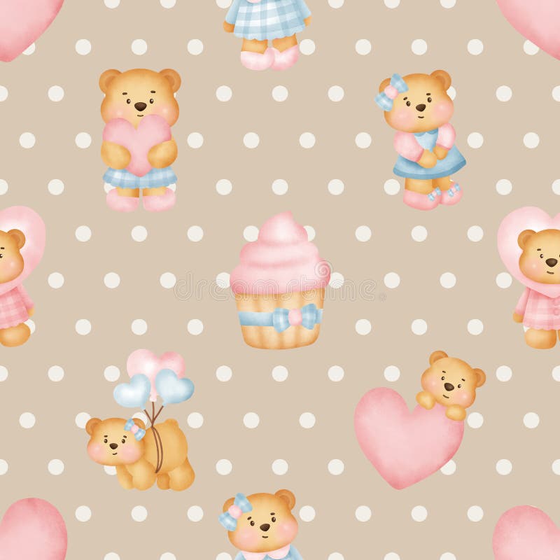 Seamless Repeating Pattern with Cute Bears Stock Illustration ...