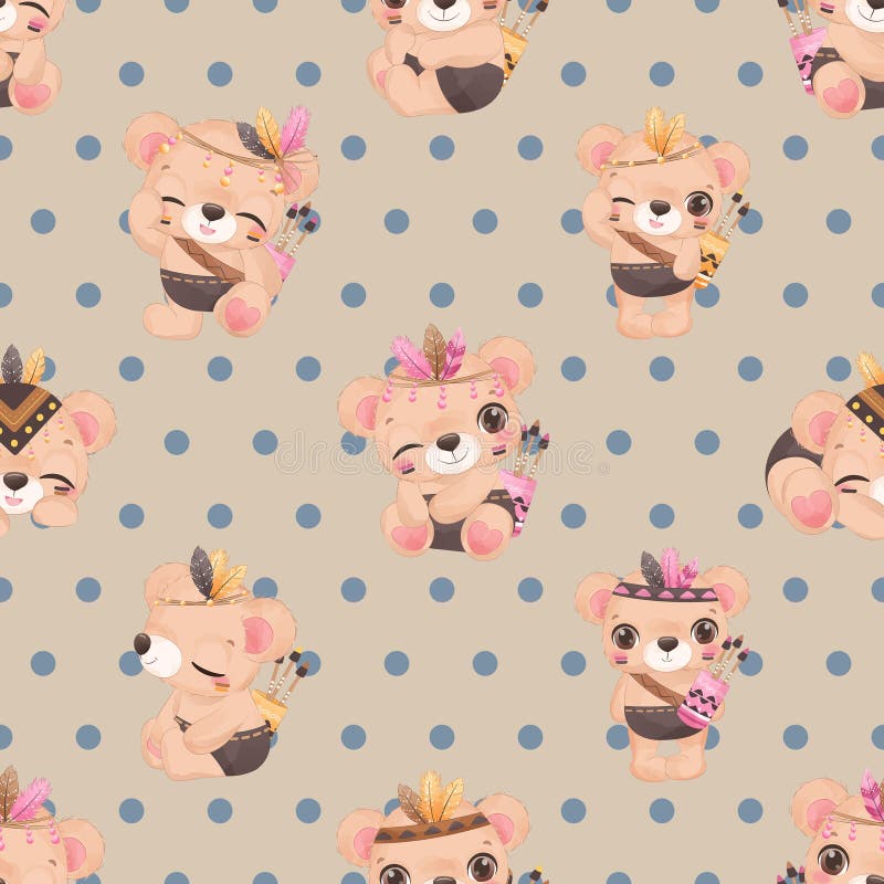 Seamless Repeating Pattern with Cute Bears Stock Illustration ...