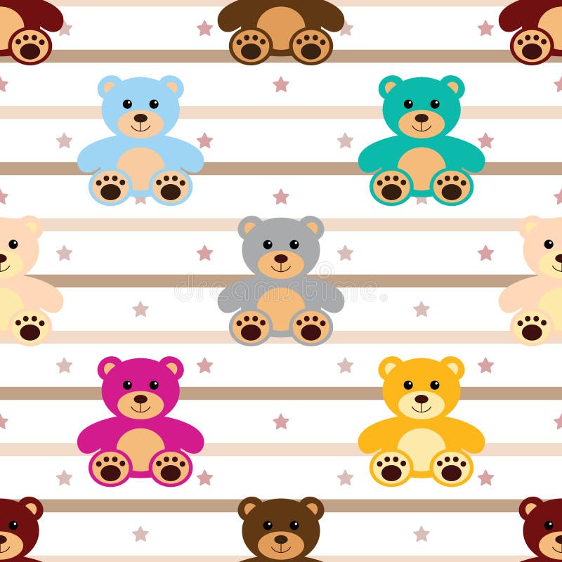 Seamless Repeating Pattern with Cute Bears Stock Illustration ...
