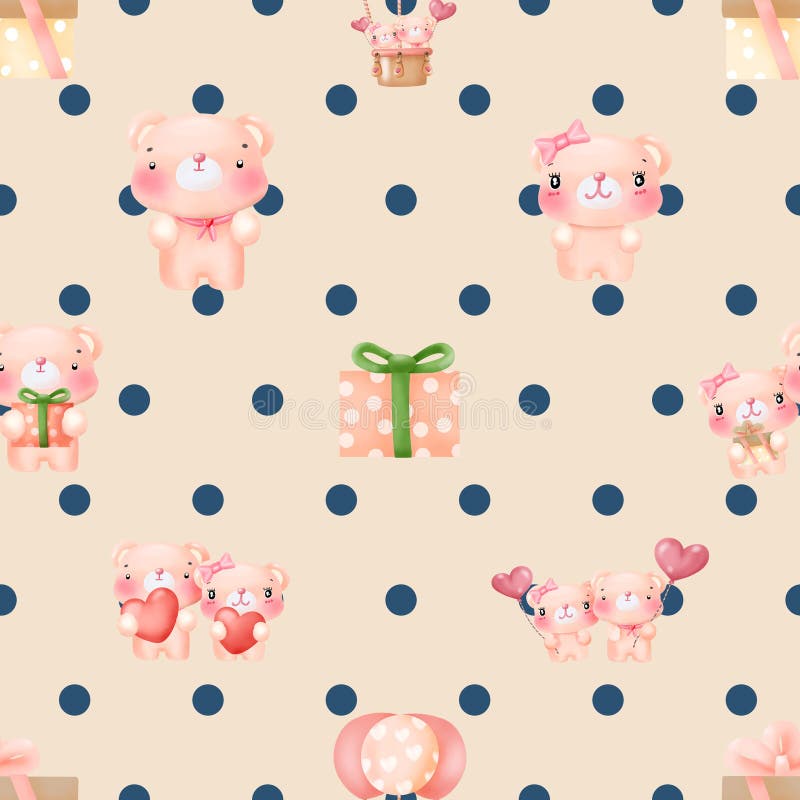 Seamless Repeating Pattern with Cute Bears Stock Illustration ...