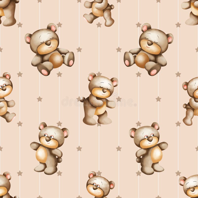 Seamless Repeating Pattern with Cute Bears Stock Illustration ...
