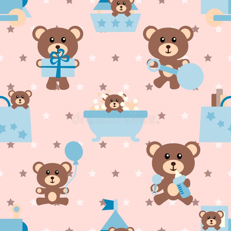 Seamless Repeating Pattern with Cute Bears Stock Illustration ...