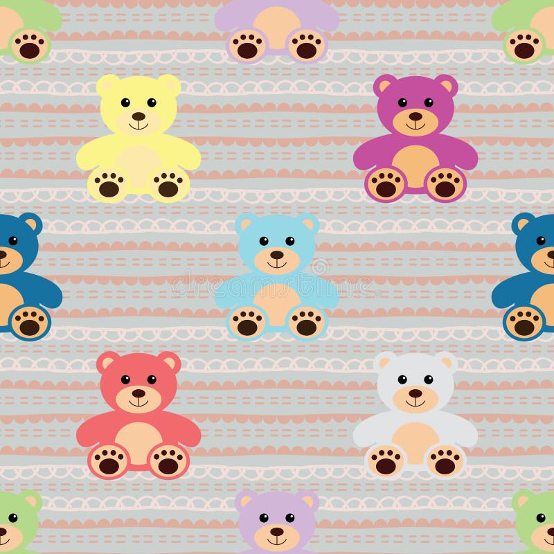 Seamless Repeating Pattern with Cute Bears Stock Illustration ...