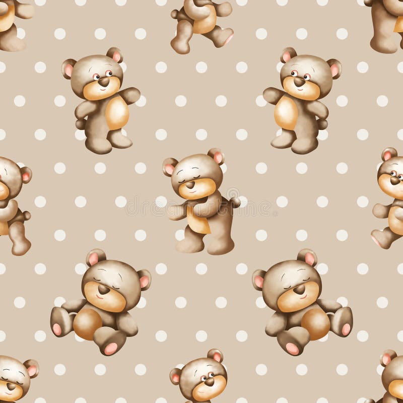 Seamless Repeating Pattern with Cute Bears Stock Illustration ...