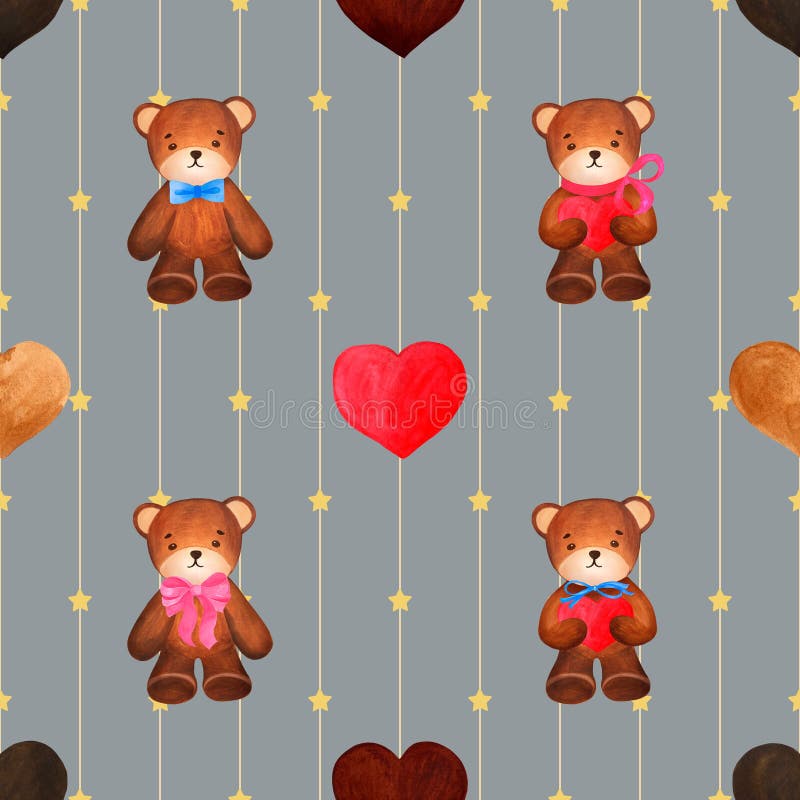 Seamless Repeating Pattern with Cute Bears Stock Illustration ...
