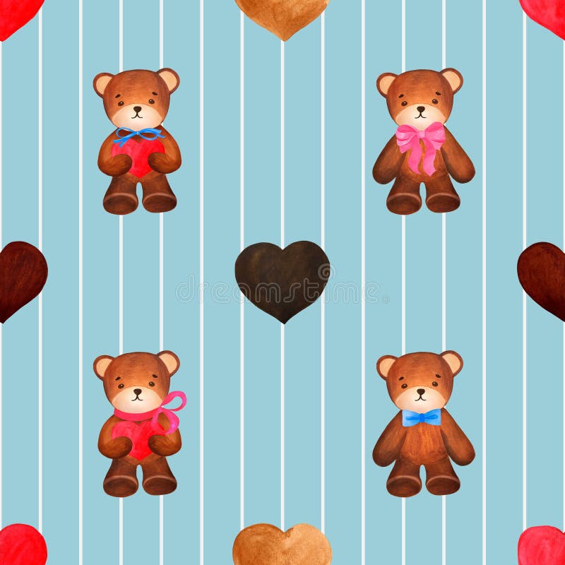 Seamless Repeating Pattern with Cute Bears Stock Illustration ...