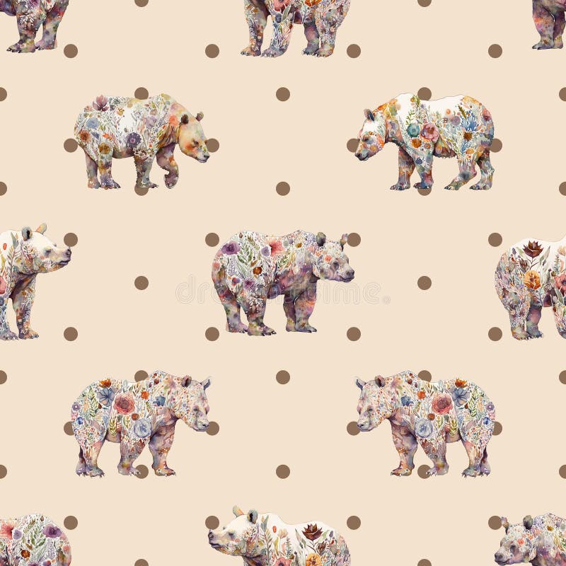 Seamless Repeating Pattern with Cute Bears Stock Illustration ...