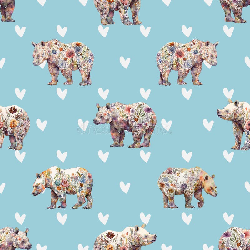 Seamless Repeating Pattern with Cute Bears Stock Illustration ...