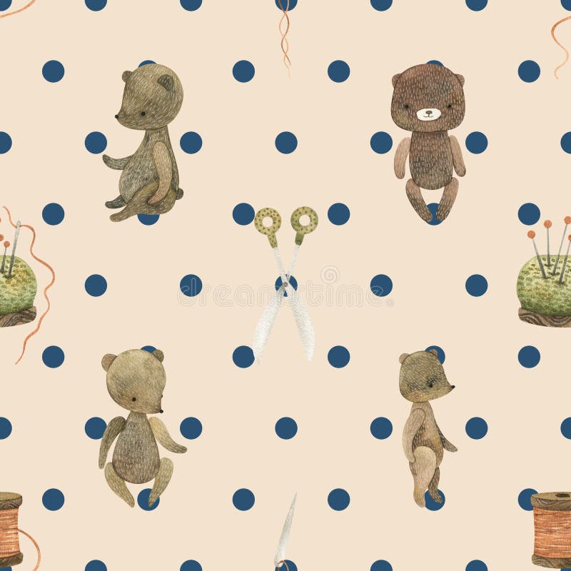 Seamless Repeating Pattern with Cute Bears Stock Illustration ...