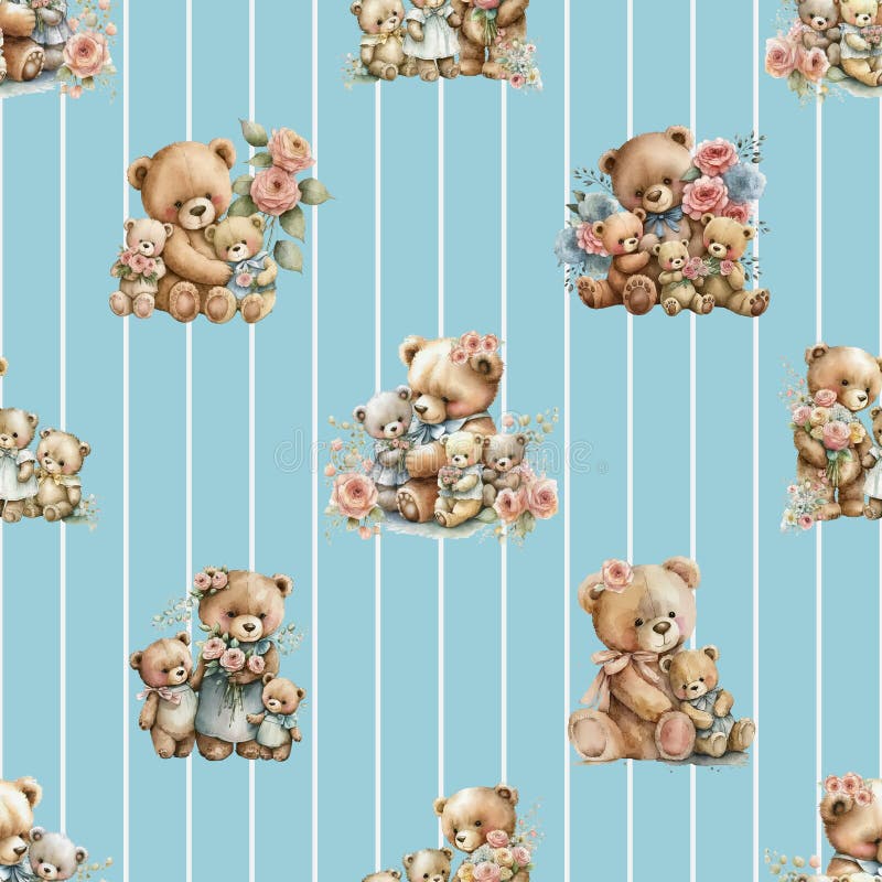 Seamless Repeating Pattern with Cute Bears Stock Illustration ...