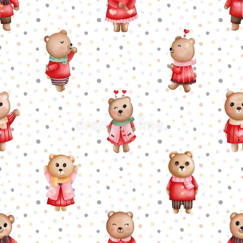 Seamless Repeating Pattern with Cute Bears Stock Illustration ...