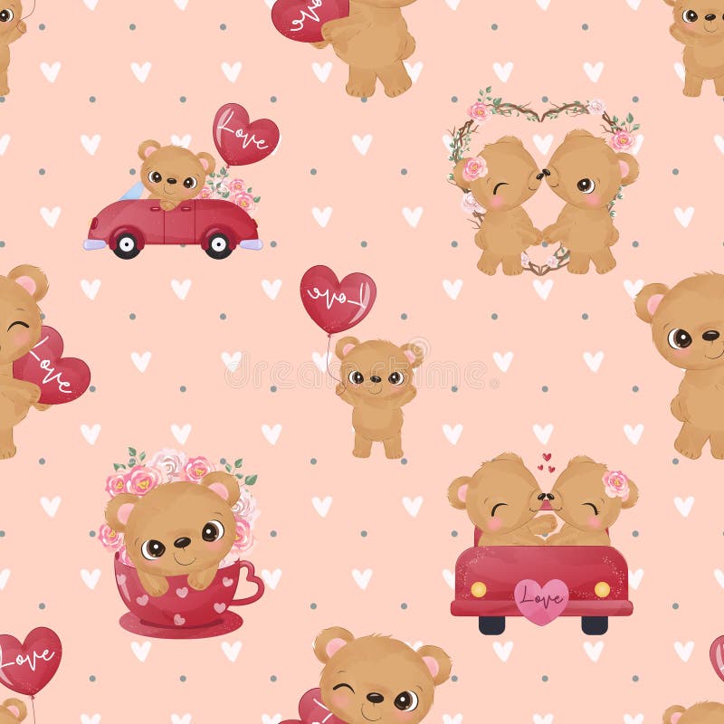 Seamless Repeating Pattern with Cute Bears Stock Illustration ...